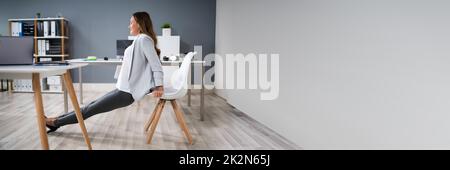 Chair Triceps Dip In Office. Workout Exercise At Desk Stock Photo - Alamy