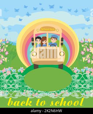 School bus with happy children Stock Photo - Alamy