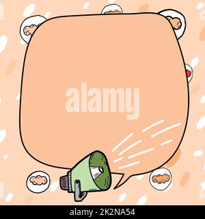 Poster decorated with speech symbols on edges representing speaker ...