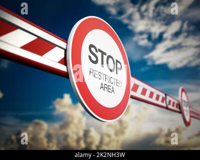 Gate barrier system with stop sign. 3D illustration Stock Photo - Alamy