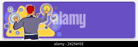 Businessman in suit manipulating circular chart representing strategy ...