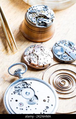 clockworks and internals of a clock Stock Photo - Alamy