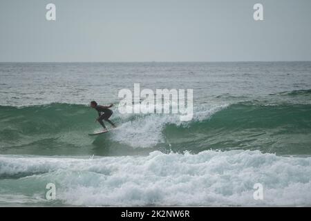 The surfer catching waves and having fun on Manly Beach. Australia ...