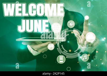 Conceptual caption Welcome May. Conceptual photo Calendar Sixth Month ...