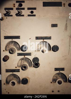 Vintage switch control panel with many buttons Stock Photo - Alamy