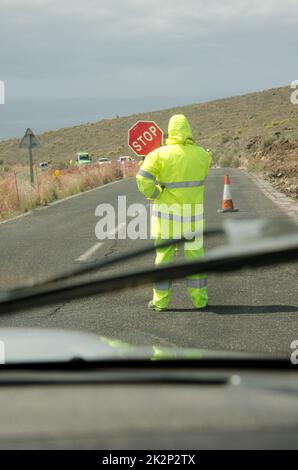 Traffic interruption on the road Stock Photo - Alamy