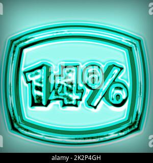 14%, 14 percent as a 3D illustration, 3D rendering Stock Photo - Alamy