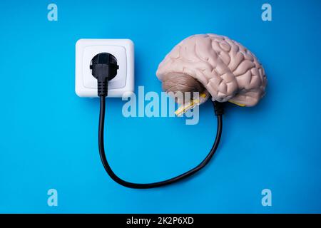 Refill Brain Intelligence With Socket Plug. Cognitive Idea Stock Photo ...