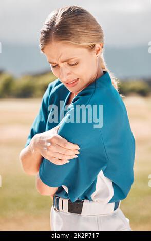 Sports field, athlete arm injury and muscle pain from accident ...
