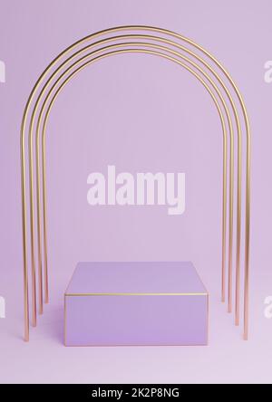 Podium stand with pastel color arches scene. Minimalist geometric ...