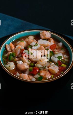 Black Shrimp Ceviche, Mexican Seafood Dish Made With Chili Ashes Stock ...