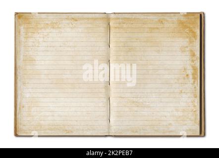 Vintage blank open notebook with lined paper isolated on white Stock ...