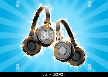Flaming headphones. Musical concept Stock Photo - Alamy