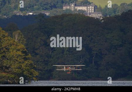 A replica of Waterbird, the UK's first successful seaplane and the only ...