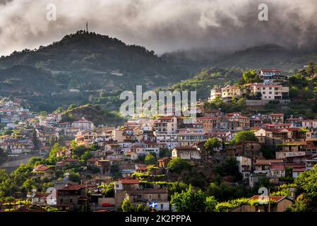 Agros village on top of the Troodos Mountains. Limassol District ...