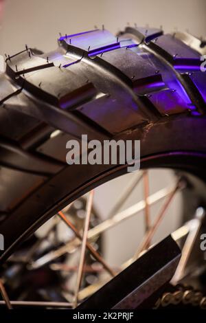 Sand and rubber. Close up of motorcycle tire. Pattern and texture Stock ...