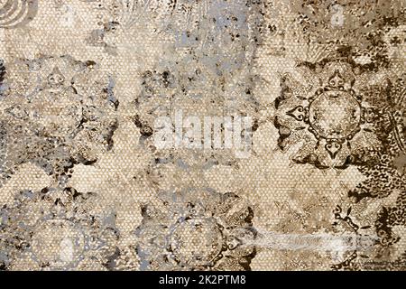 Granite ceramic stone tile with damask pattern vintage effect Stock ...