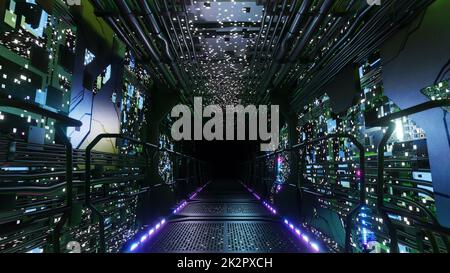 Inside Digital Wiring Network Tunnel Sci-fi Stock Photo - Alamy