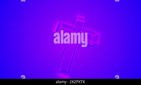 3D illustraion of neon glow cross over blue Stock Photo - Alamy