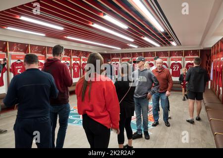 Liverpool Anfield changing room on 13 Sept 2021 Stock Photo - Alamy