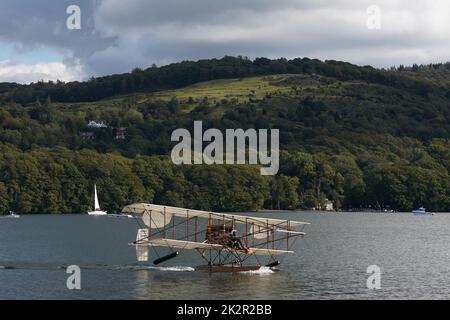 A replica of Waterbird, the UK's first successful seaplane and the only ...