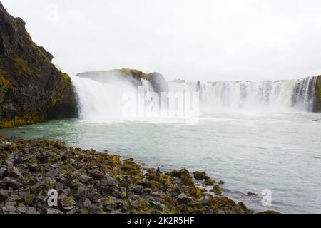 Godafoss falls in summer season view, Iceland. Icelandic landscape ...