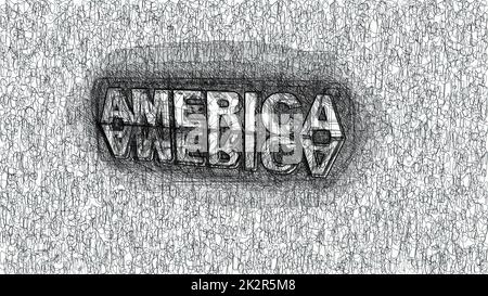 America text hand draw digital art illustration Stock Photo - Alamy