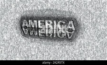 America text hand draw digital art Stock Photo - Alamy