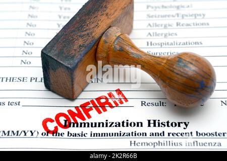 Immunization history form Stock Photo - Alamy