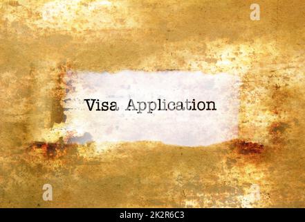 Visa application text on grunge background Stock Photo - Alamy