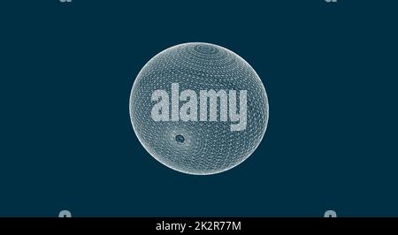 3d sphere with mesh effect, abstract connections with dots are in space ...