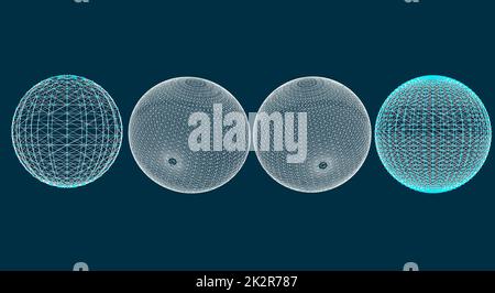 3d sphere with mesh effect, abstract connections with dots are in space ...