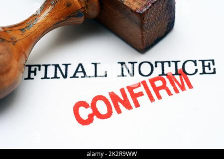 Final notice confirm Stock Photo - Alamy