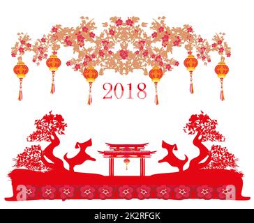 New year card with a dog for year 2018 / translation of Japanese New ...