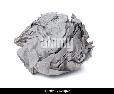 crumpled paper gray sheet on white wooden background Stock Photo - Alamy