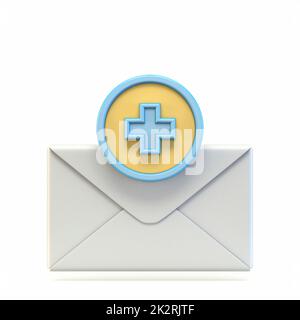 Mail icon with plus sign 3D Stock Photo - Alamy