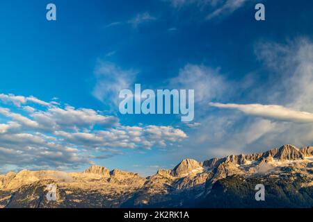 Dolomites on Italian and Slovenian border around mountain Monte Ursic ...
