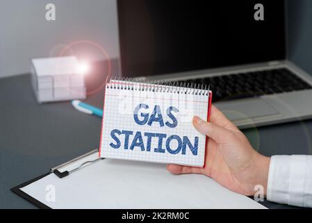 Conceptual display Gas Station, Word for for servicing motor vehicles ...
