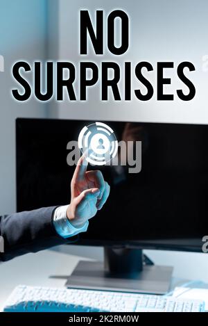 Inspiration showing sign No Surprises. Business concept Presupposed ...