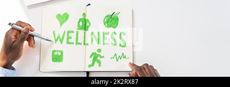 Human Hand Drawing Wellness Concept Stock Photo - Alamy