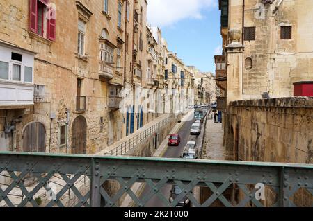 Valletta old town view from iron bridge, Malta Stock Photo - Alamy