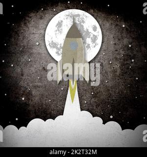 Old Style rocket lift off Stock Photo - Alamy
