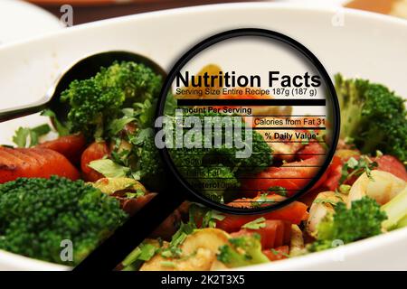 Nutrition facts on fresh salad Stock Photo - Alamy