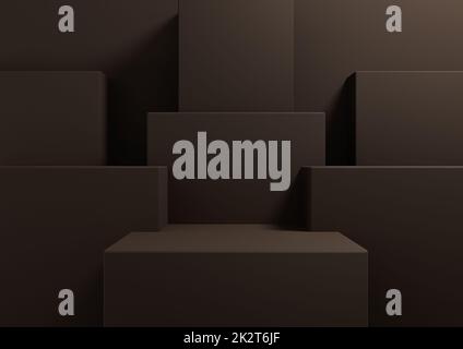 Mock up podium for product presentation orange crystals and palm leaves ...