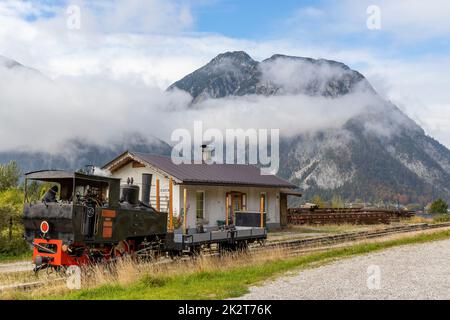 Historical steam locomotive, Achensee lake railroad, Tiro, Austria ...