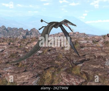 Pterosaur Dorygnathus over a rocky landscape Stock Photo - Alamy