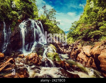 Beautiful Tien Sa water fall in Cat Cat village SAPA, Vietnam Stock ...