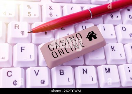 Hand writing sign Casino Online, Conceptual photo Computer Poker Game ...