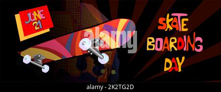 Go skateboarding day. Lettering. Poster design illustration.Funny ...