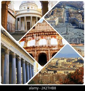 Collage of landmarks of Rome, Italy Stock Photo - Alamy